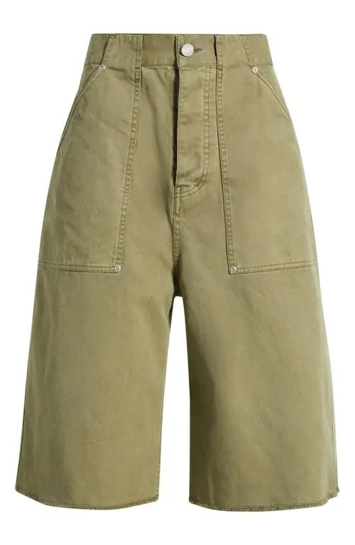 PURPLE BRAND Raw Hem Cotton Twill Bermuda Shorts
