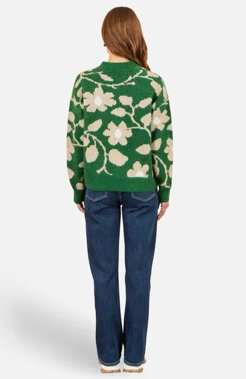 YUMI Floral Intarsia Relaxed Fit Jumper - Green