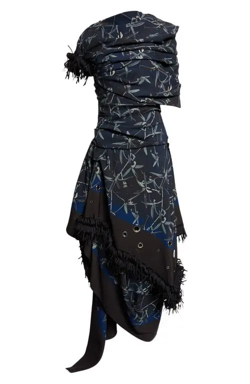 Proenza Schouler Asymmetric Fringe Cowl Neck Dress