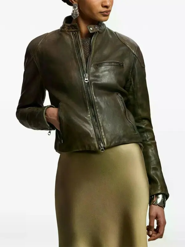 Ralph Lauren Orman Quilted-sleeve Leather Jacket