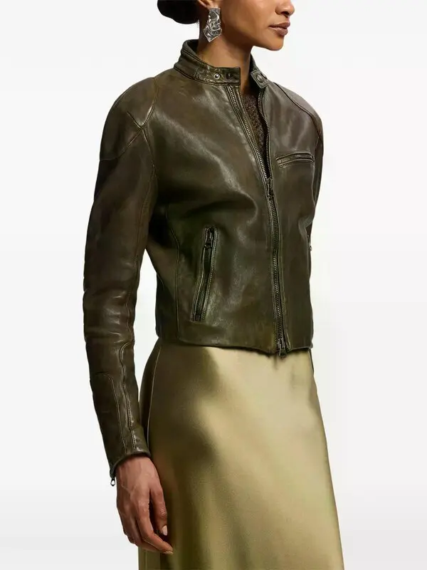 Ralph Lauren Orman Quilted-sleeve Leather Jacket