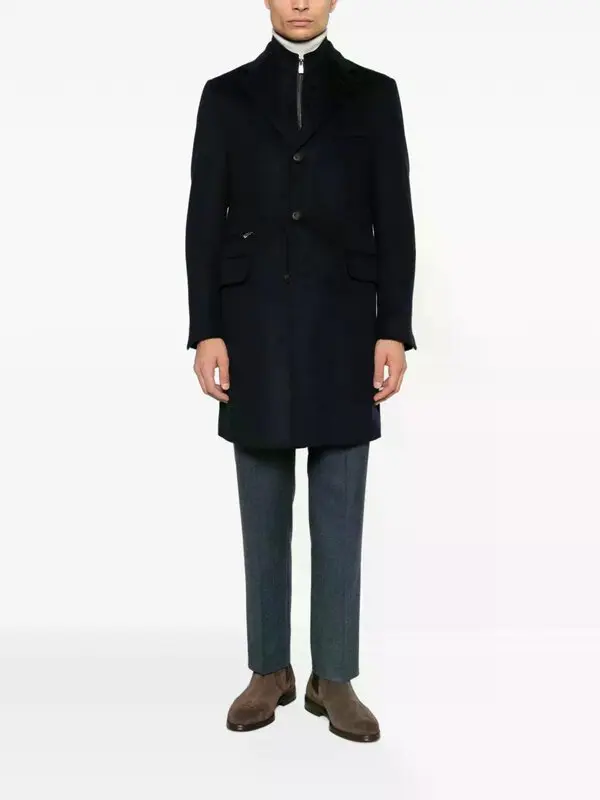 Corneliani Layered Notched-lapel Coat - Blue
