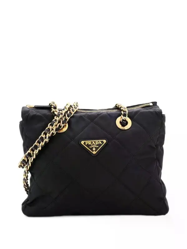 Prada Re-edition 1995 Chain Quilted Re-nylon Small Tote Bag - Black