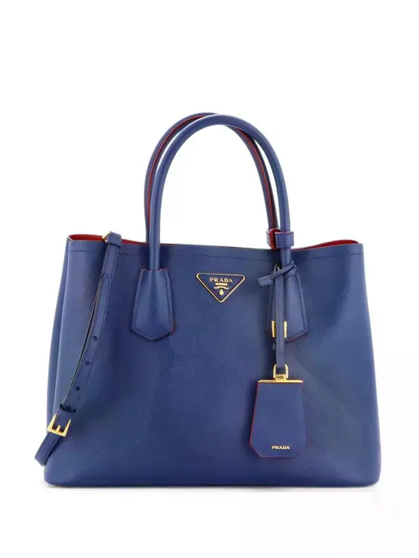 Prada Saffiano Leather Medium Tote Bag - Blue