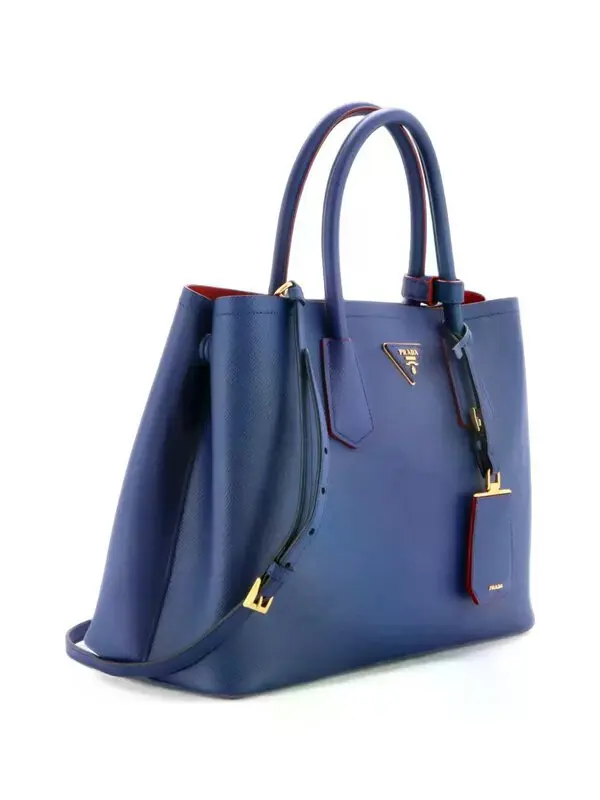 Prada Saffiano Leather Medium Tote Bag - Blue