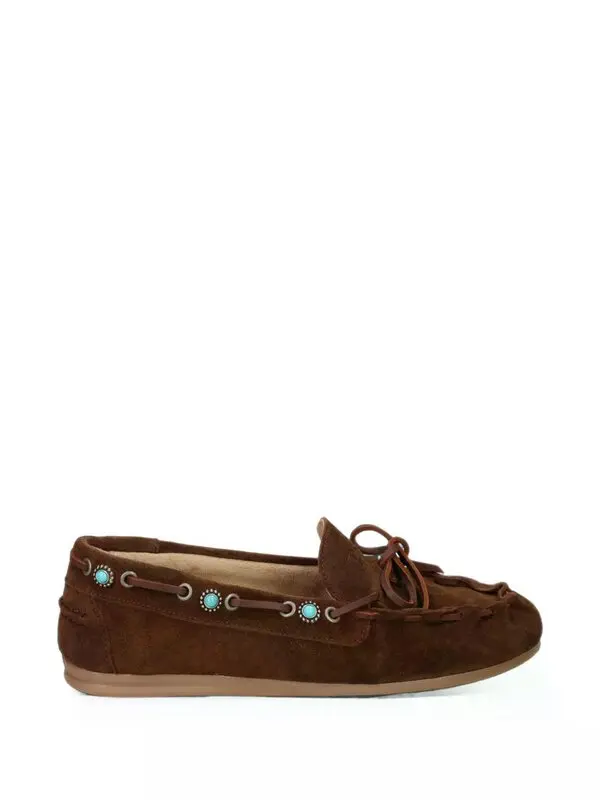 POSA Turquoise-embellished Suede Loafers
