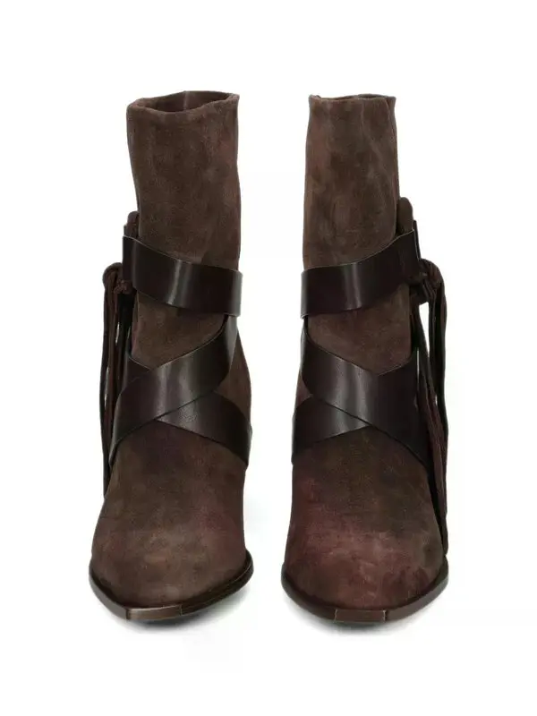 VIC MATIE Fringe-detail Leather Biker Boots