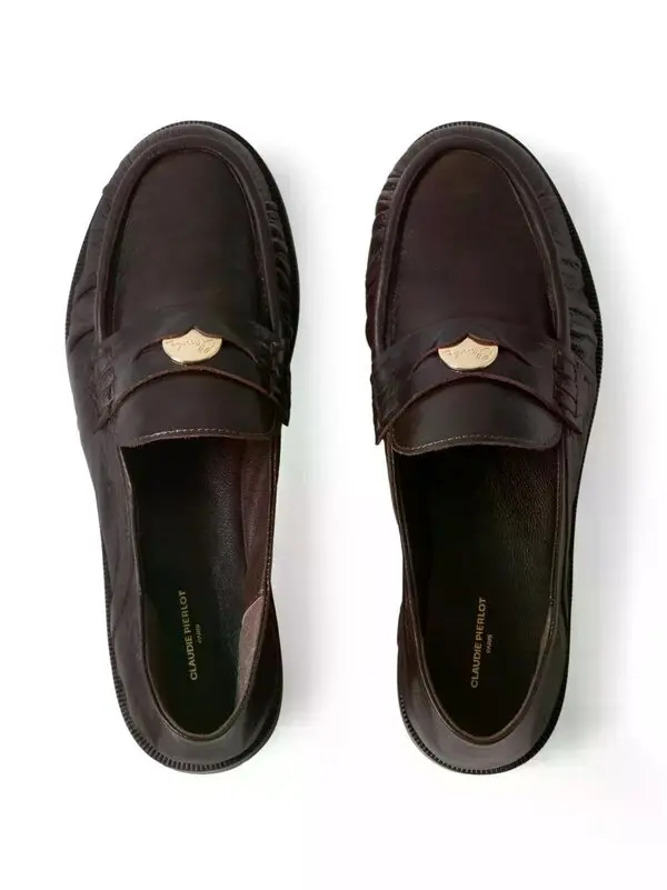 Claudie Pierlot Logo-plaque Gathered Loafers