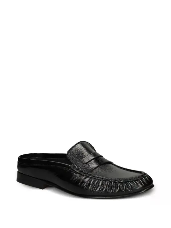 POSA Crinkled-effect Backless Loafers
