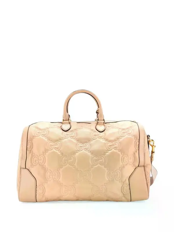 Gucci Convertible Boston Top Handle Bag Gg Matelasse Leather Medium Satchel - Neutrals