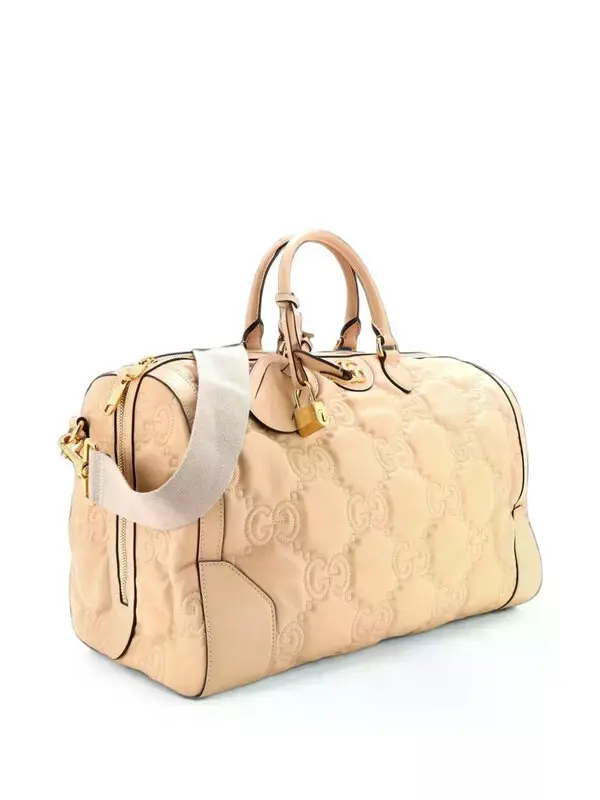 Gucci Convertible Boston Top Handle Bag Gg Matelasse Leather Medium Satchel