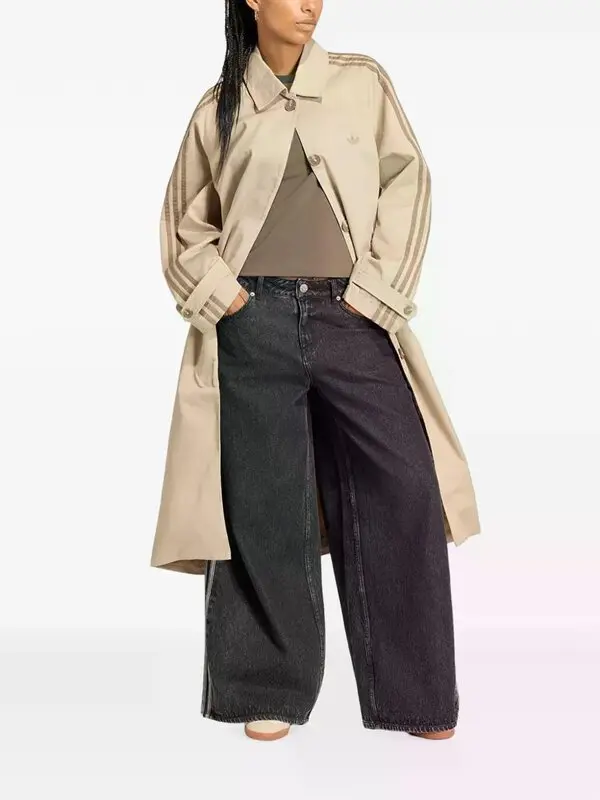 Adidas 3-stripe Cuff-strap Coat - Neutrals