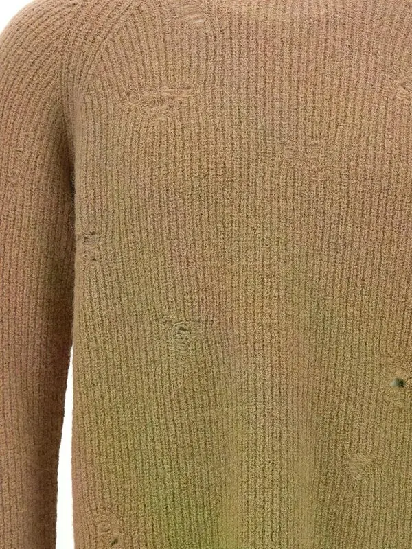 LANEUS Distressed Fisherman-rib Sweater