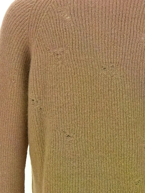 LANEUS Distressed Fisherman-rib Sweater