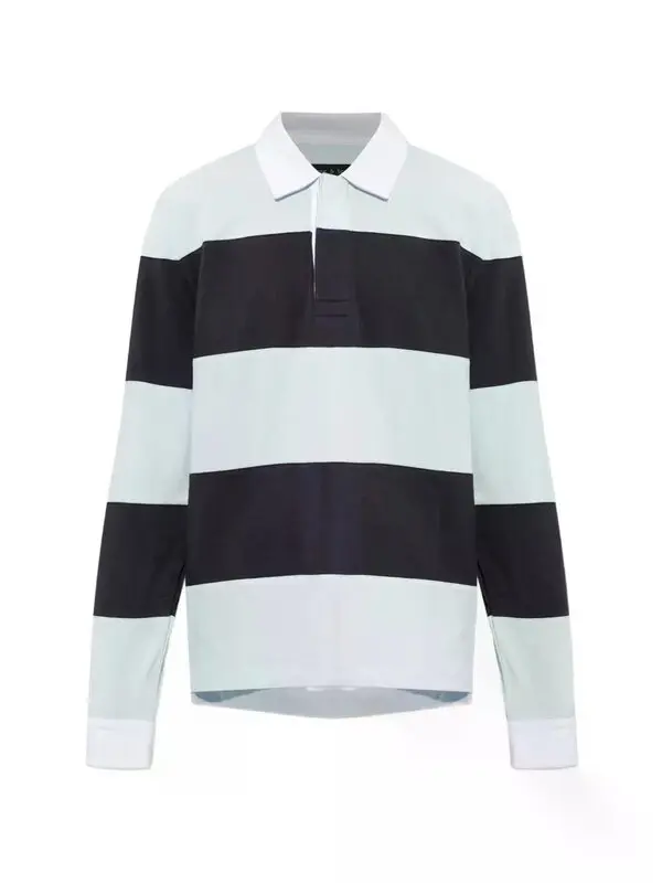 Rag & Bone Striped Long-sleeve Polo Shirt - Blue