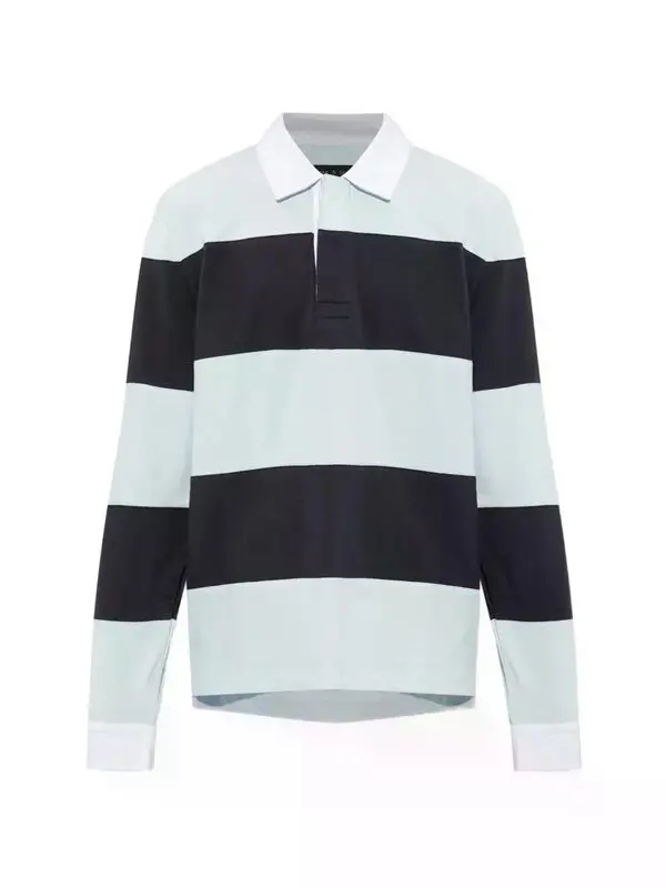 Rag & Bone Striped Long-sleeve Polo Shirt - Blue
