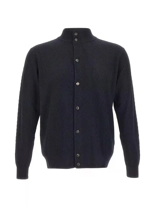 FILIPPO DE LAURENTIIS Geometric-pattern High-neck Cardigan
