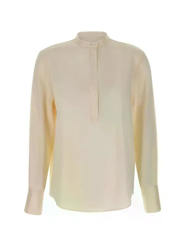 Filippa K Mandarin-collar Half-button Blouse - Neutrals