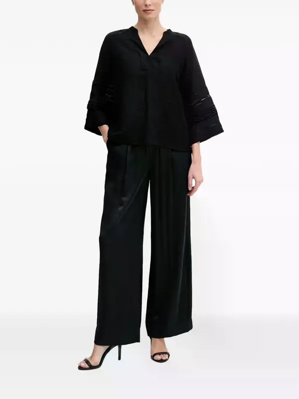 MOS MOSH Aleysa Nila Pleated-sleeve Crinkled Blouse - Black