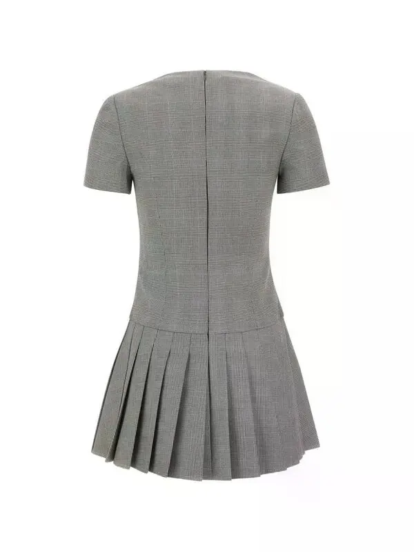 SELF-PORTRAIT Checked Pleated Mini Dress