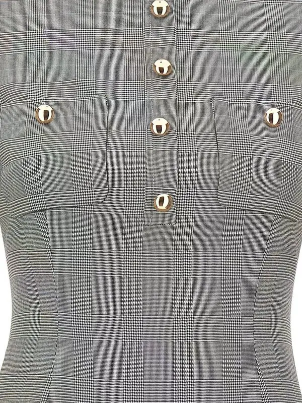 SELF-PORTRAIT Checked Pleated Mini Dress