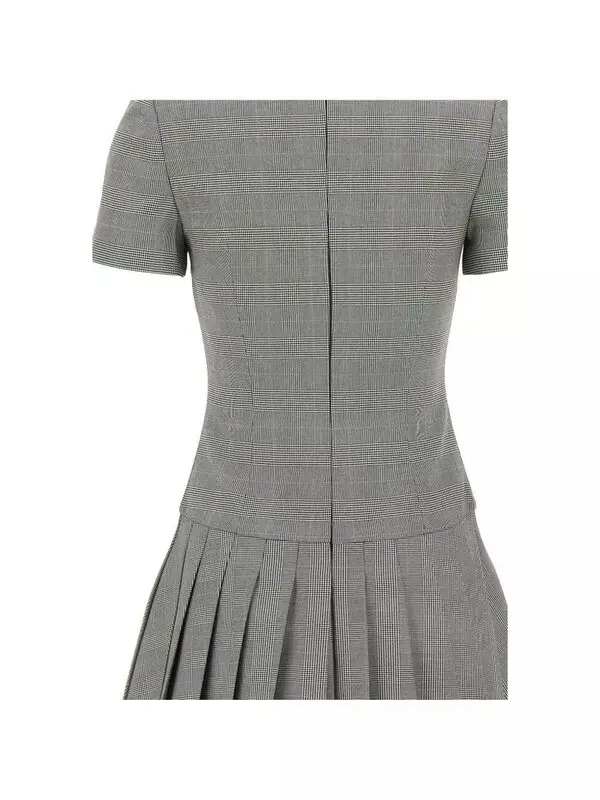 SELF-PORTRAIT Checked Pleated Mini Dress