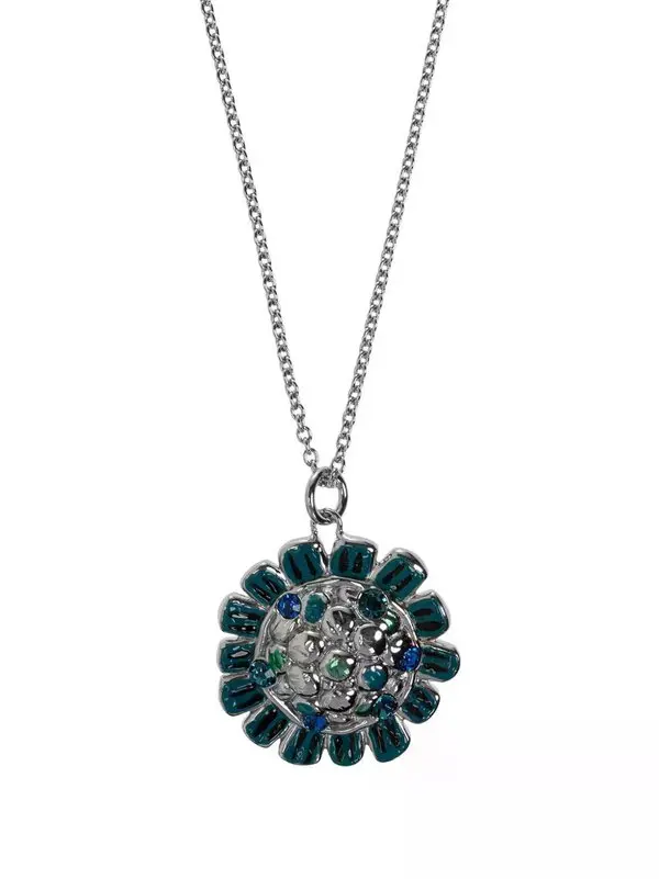 Marni Tone Floral Motif Pendant Necklace - Silver