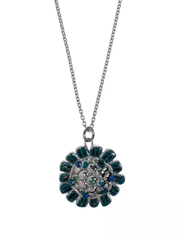 Marni Tone Floral Motif Pendant Necklace - Silver