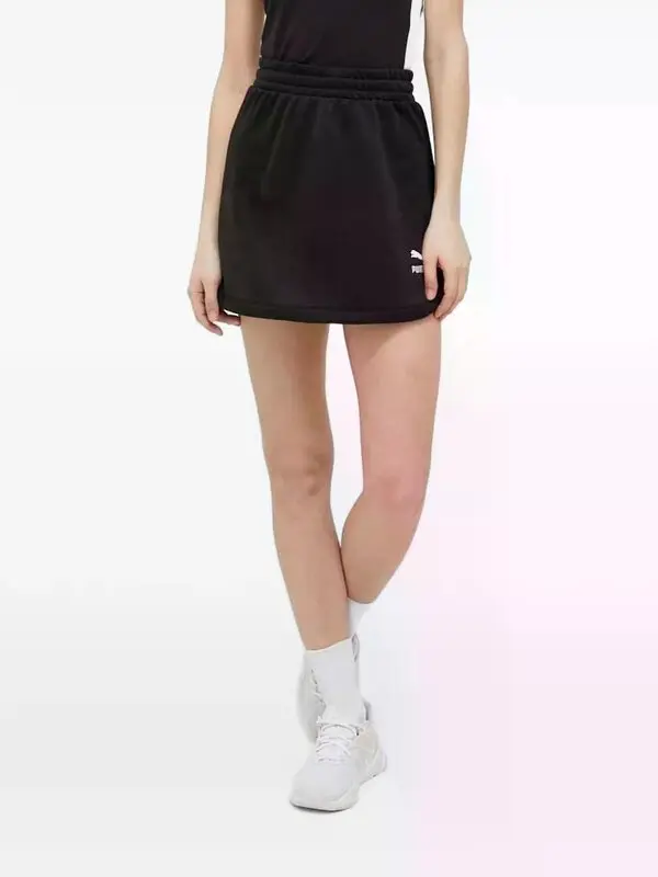 PUMA Logo-print Elasticated Mini Skirt - Black