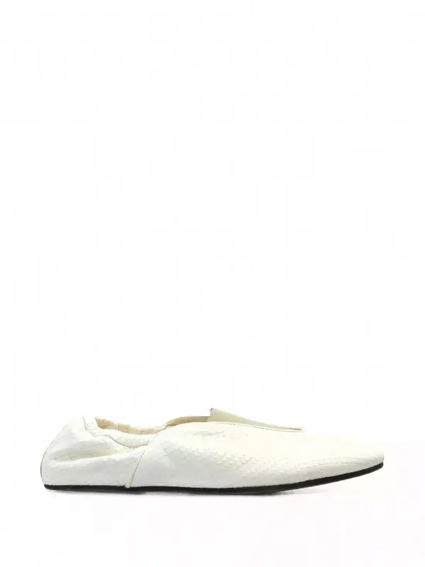 Jacquemus Soft Ballet Flats In Python-embossed Calfskin - White