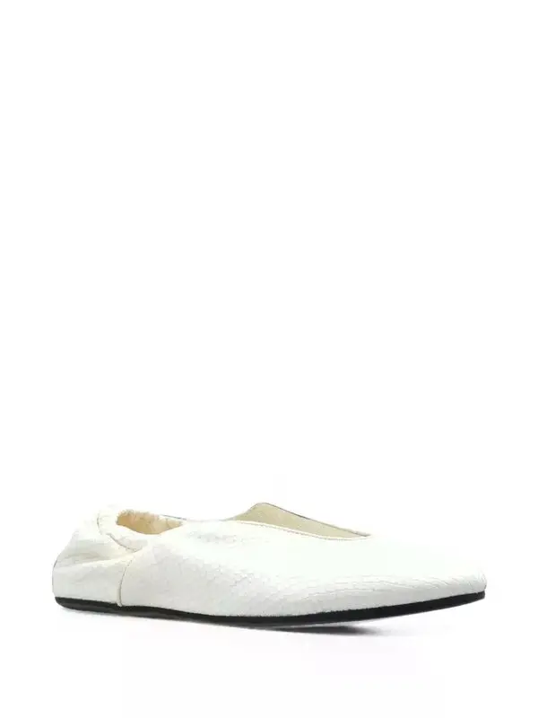 Jacquemus Soft Ballet Flats In Python-embossed Calfskin - White