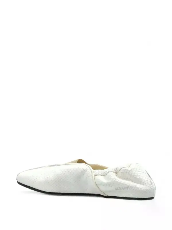 Jacquemus Soft Ballet Flats In Python-embossed Calfskin - White