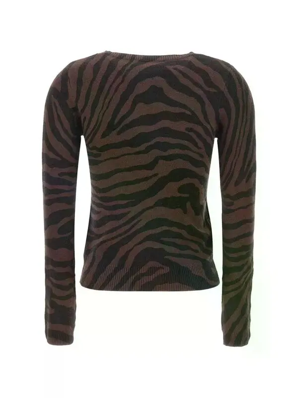 KAOS Tiger-stripe Jewelled-button Sweater