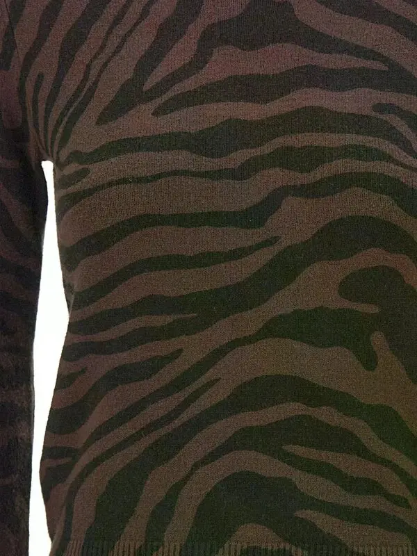 KAOS Tiger-stripe Jewelled-button Sweater
