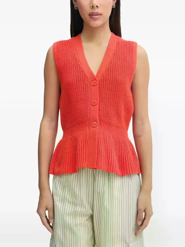 MOS MOSH Ribbed Knit Peplum Cardigan