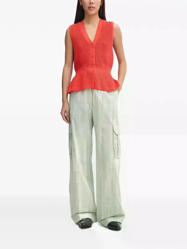 MOS MOSH Ribbed Knit Peplum Cardigan