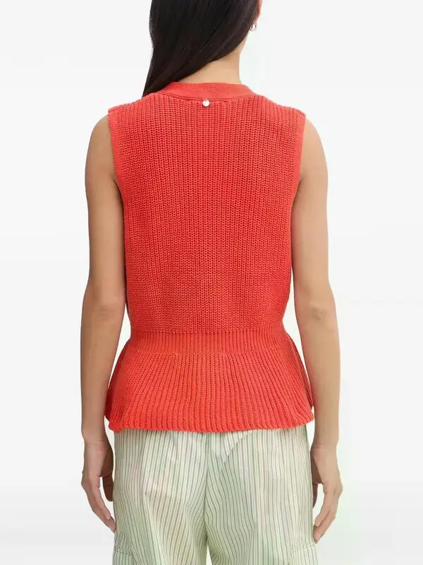 MOS MOSH Ribbed Knit Peplum Cardigan