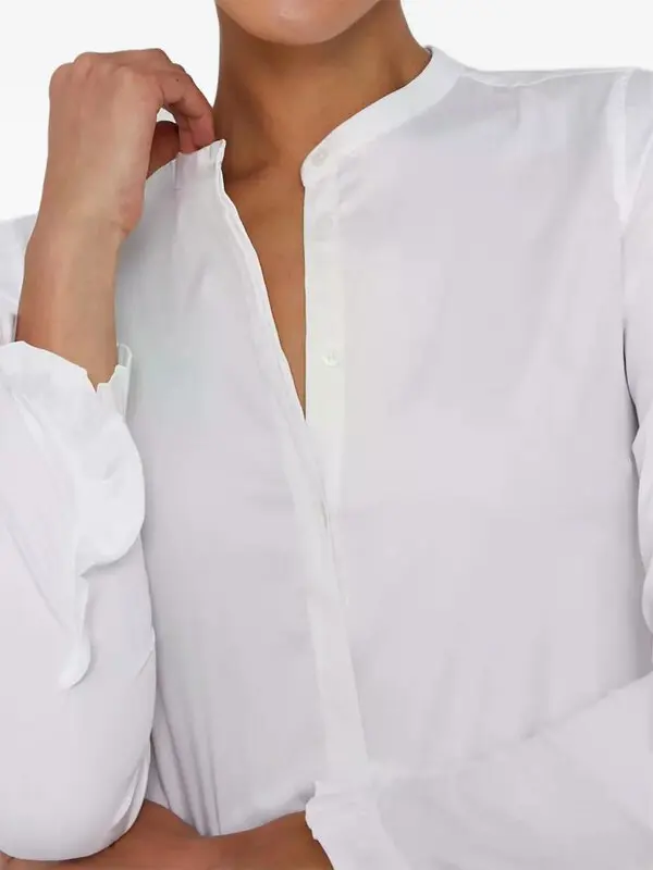 MOS MOSH Mattie Ruffled Cuff Band Collar Shirt - White