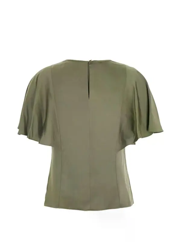 Michael Kors Satin Cape-sleeve Blouse - Green