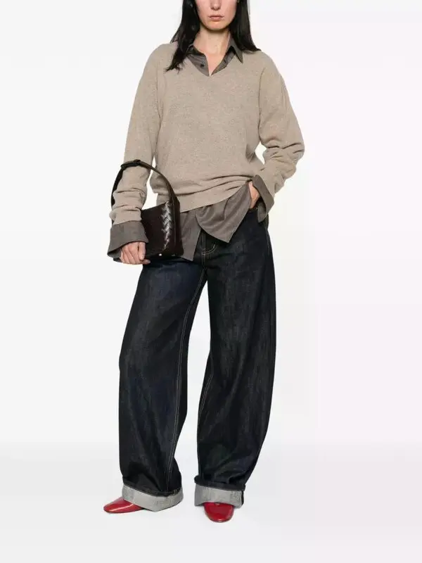 LA PISCINE V-neck Fine Knit Sweater