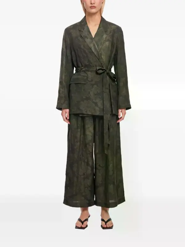 UMA WANG Jacquard Effect Floral Pattern Wide Leg Trousers