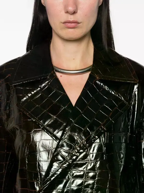 Junya Watanabe Croc-effect Double-breasted Coat