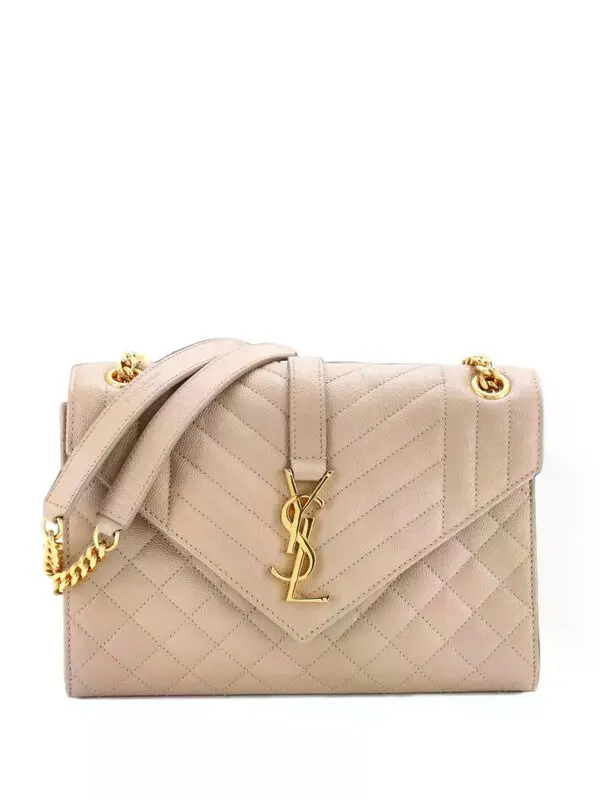 Saint Laurent Classic Monogram Envelope Satchel - Neutrals