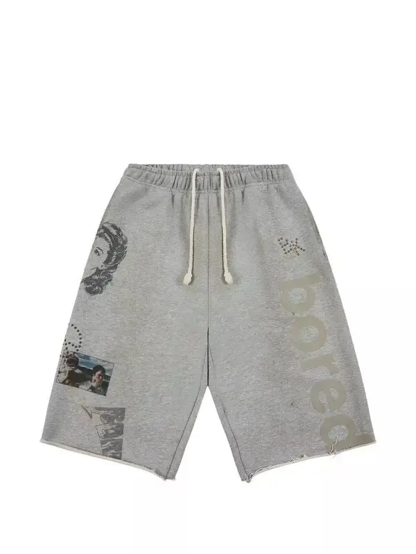 BOREDOM KILLS Graphic Print Embellished Drawstring Shorts
