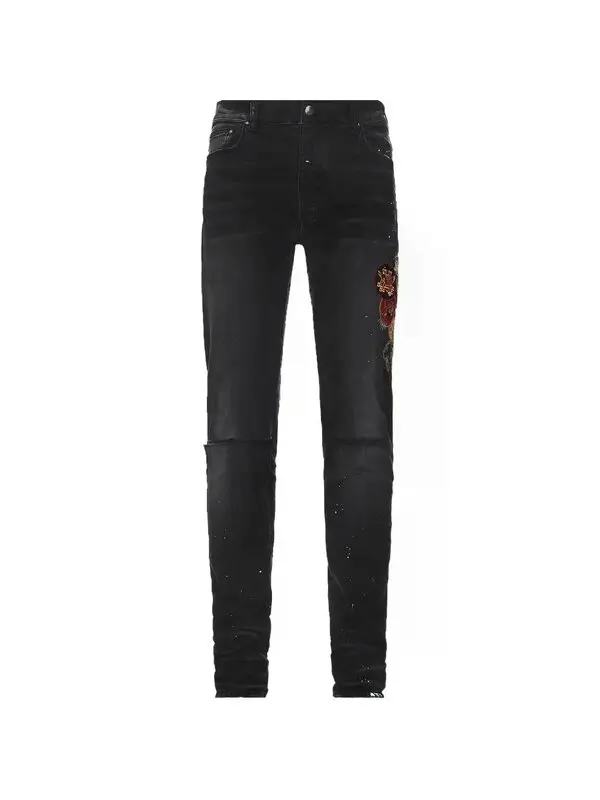 Amiri Patch Detail Distressed Jeans