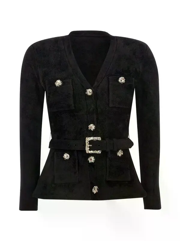 SELF-PORTRAIT Belted Chenille-knit Cardigan