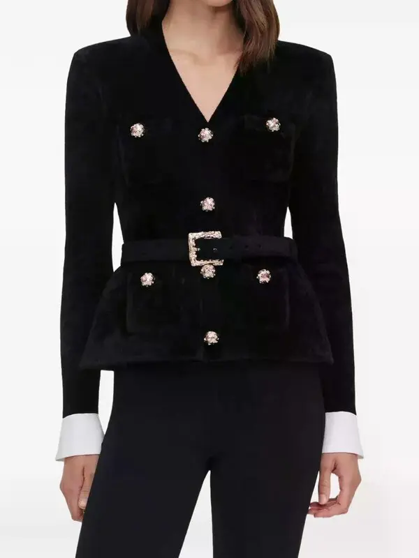 SELF-PORTRAIT Belted Chenille-knit Cardigan