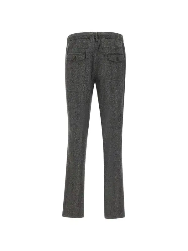 Eleventy Herringbone Pattern Drawstring Trousers - Grey