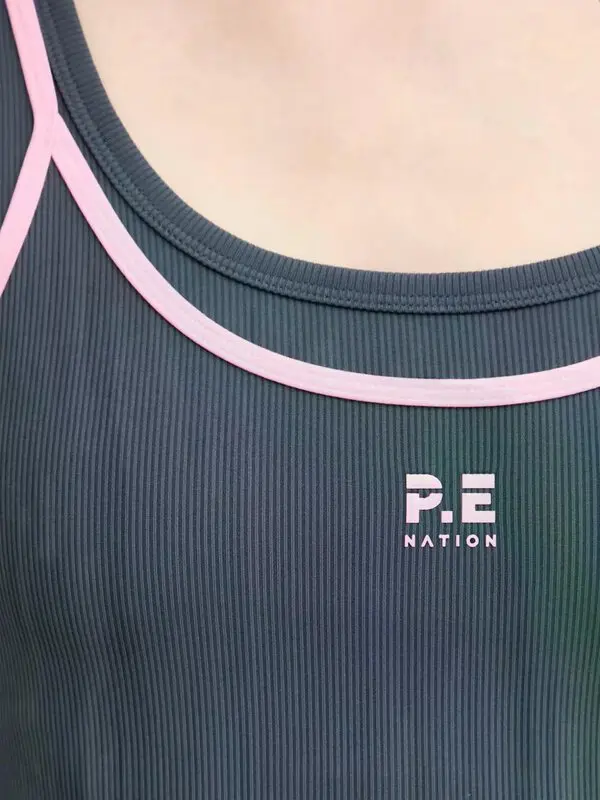 P.E Nation Forward Ribbed Contrast-trim Tank Top