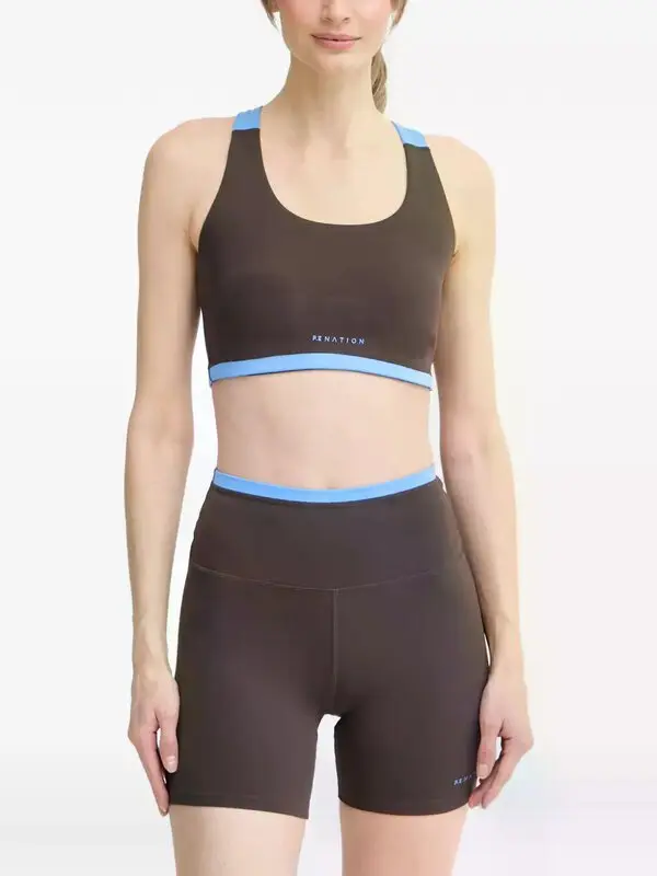 P.E Nation Highgate Colour-block Racerback Sports Bra - Brown
